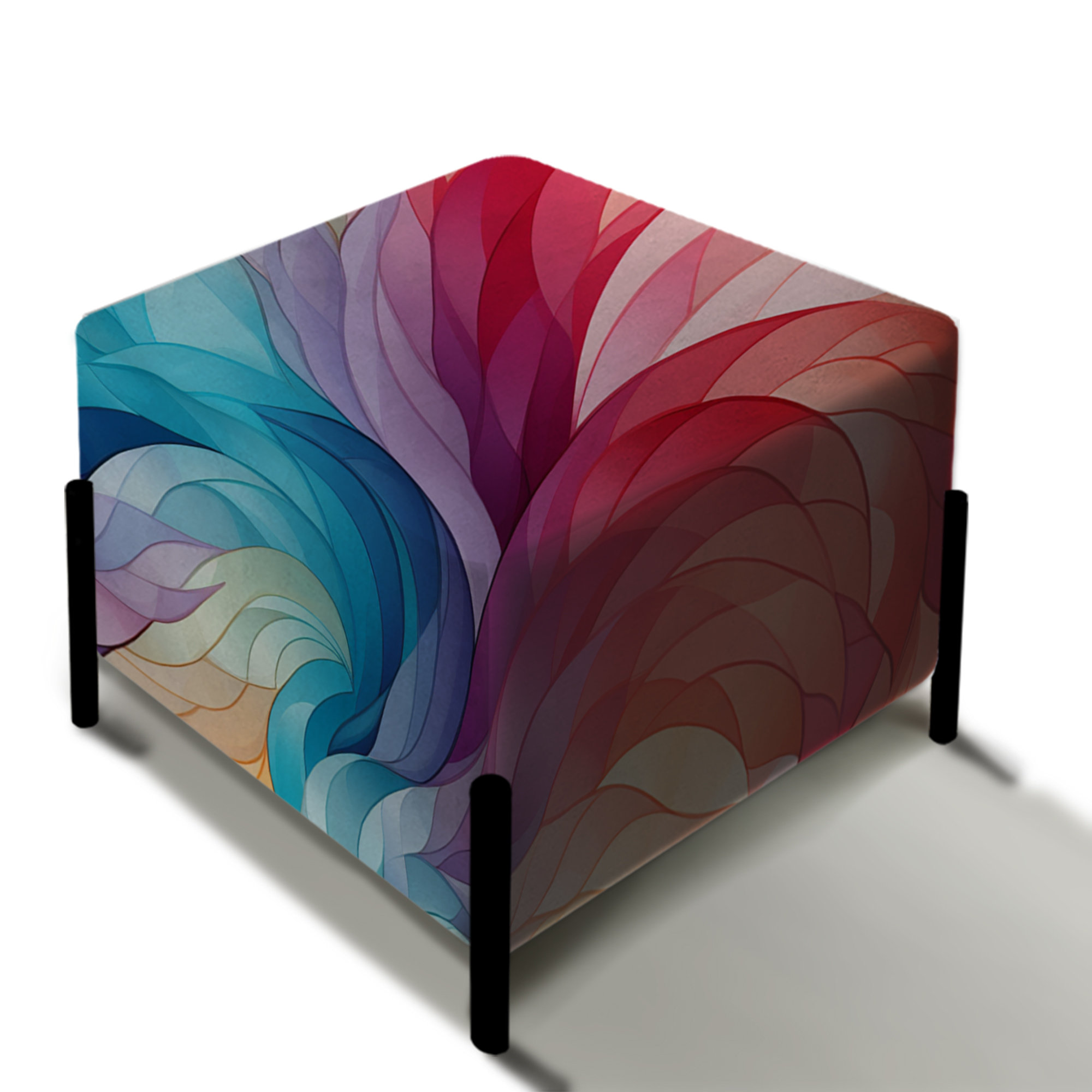 Design Art Colorful Watercolor In Motion - Geometric Square Ottoman ...