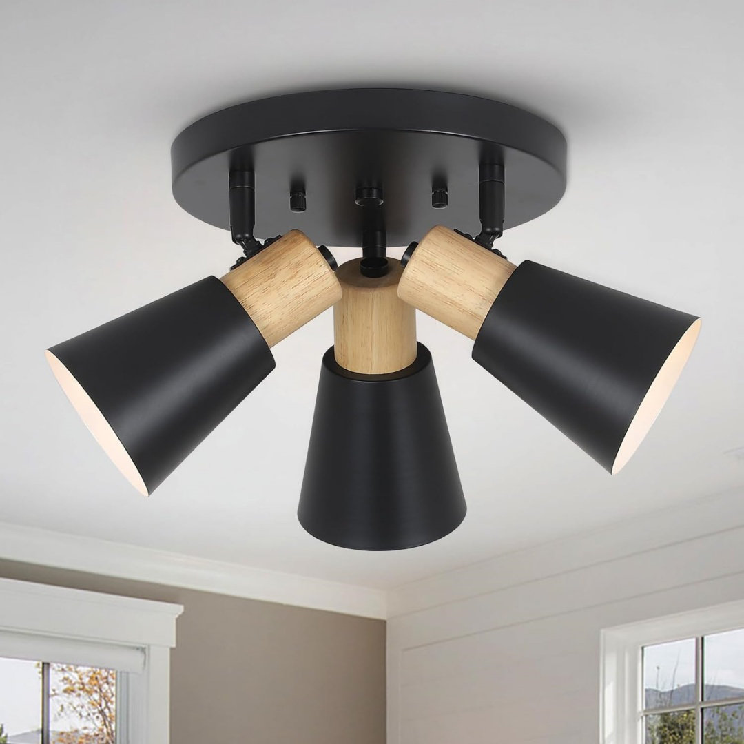 BRICK PLUS MORTAR Industrial Flush Mount Ceiling Light Fixture, 3 ...