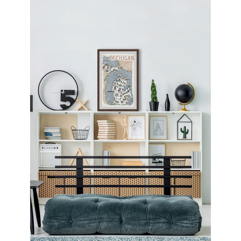 Trinx 'Michigan Illustrated Map' Picture Frame Print on Paper | Wayfair