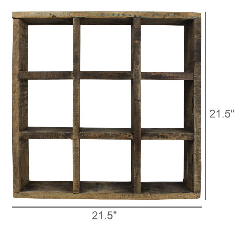 Millwood Pines Ashden 9 Cube Rustic Wood Wall Shelf | Wayfair