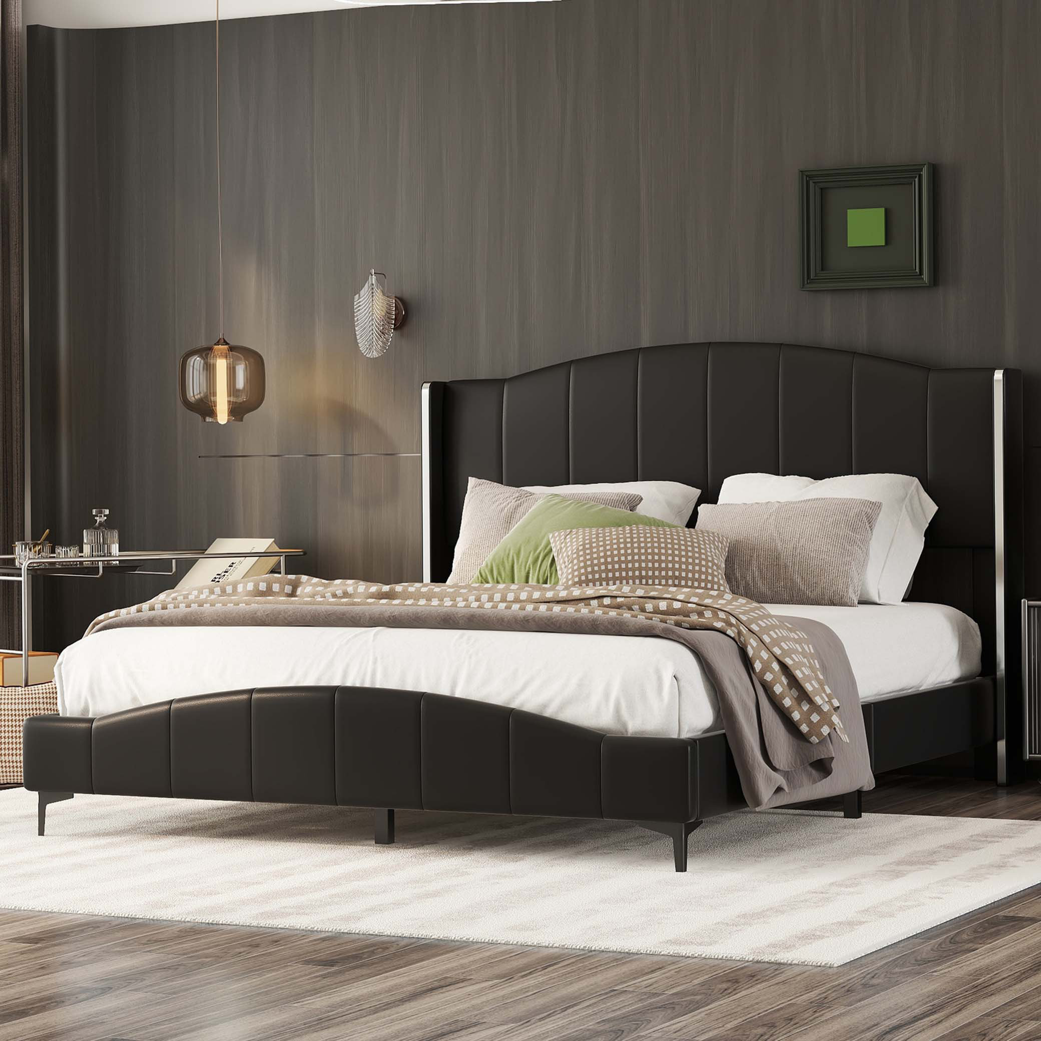 Mercer41 Bocangria Vegan Leather Wingback Bed | Wayfair