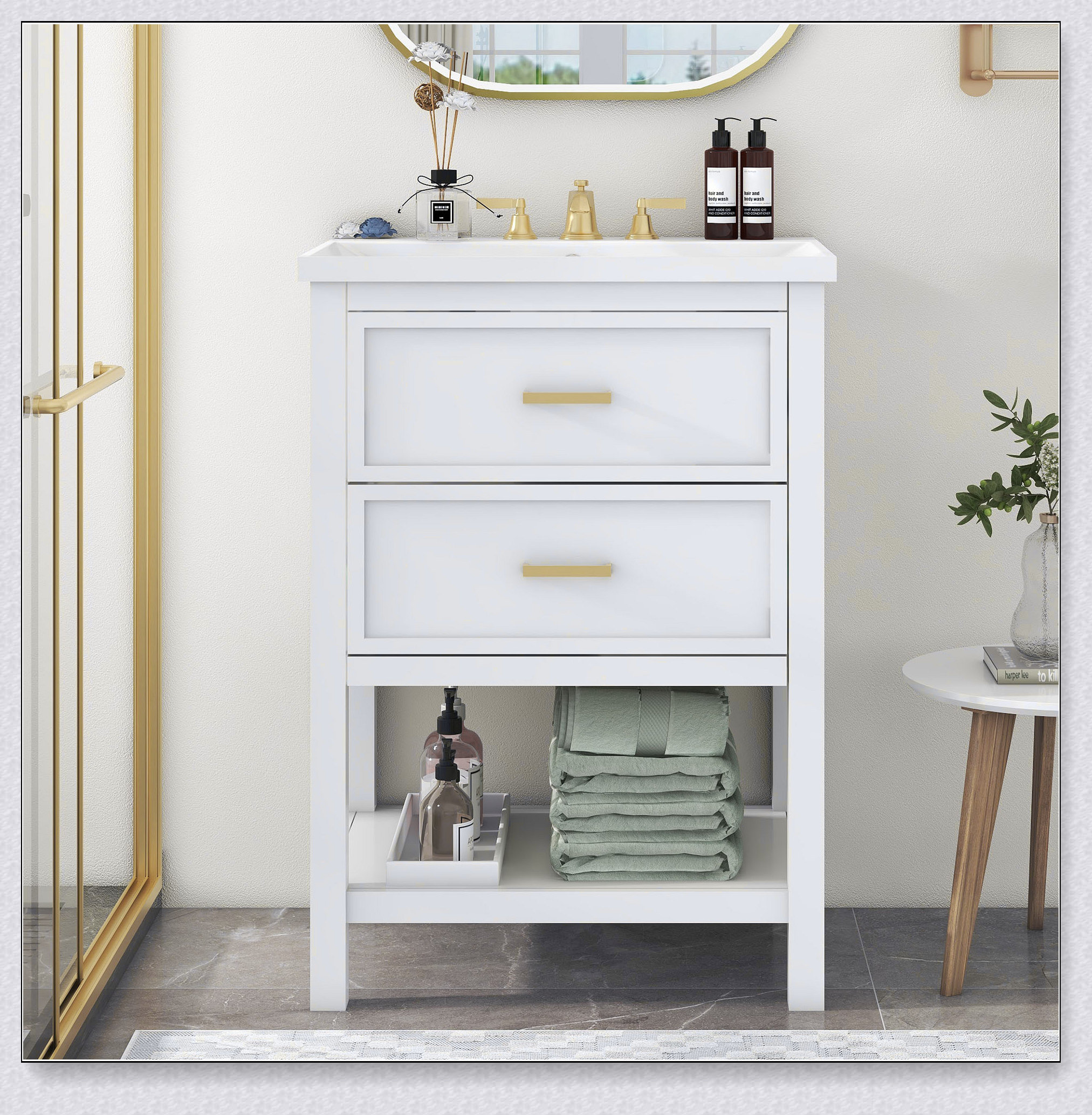 George Oliver 24'' Bathroom Vanity with Top Sink, Modern Bathroom ...