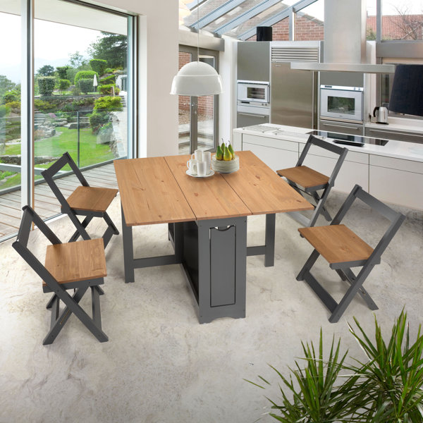 Red Barrel Studio® Portrain 45' W Drop Leaf Folding Dining Set 5 Pieces ...