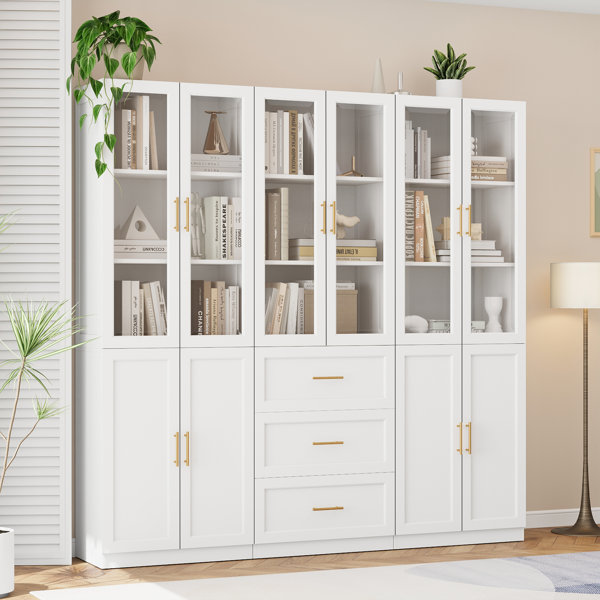 Red Barrel Studio® Storage Bookcase with Glass Door | Wayfair