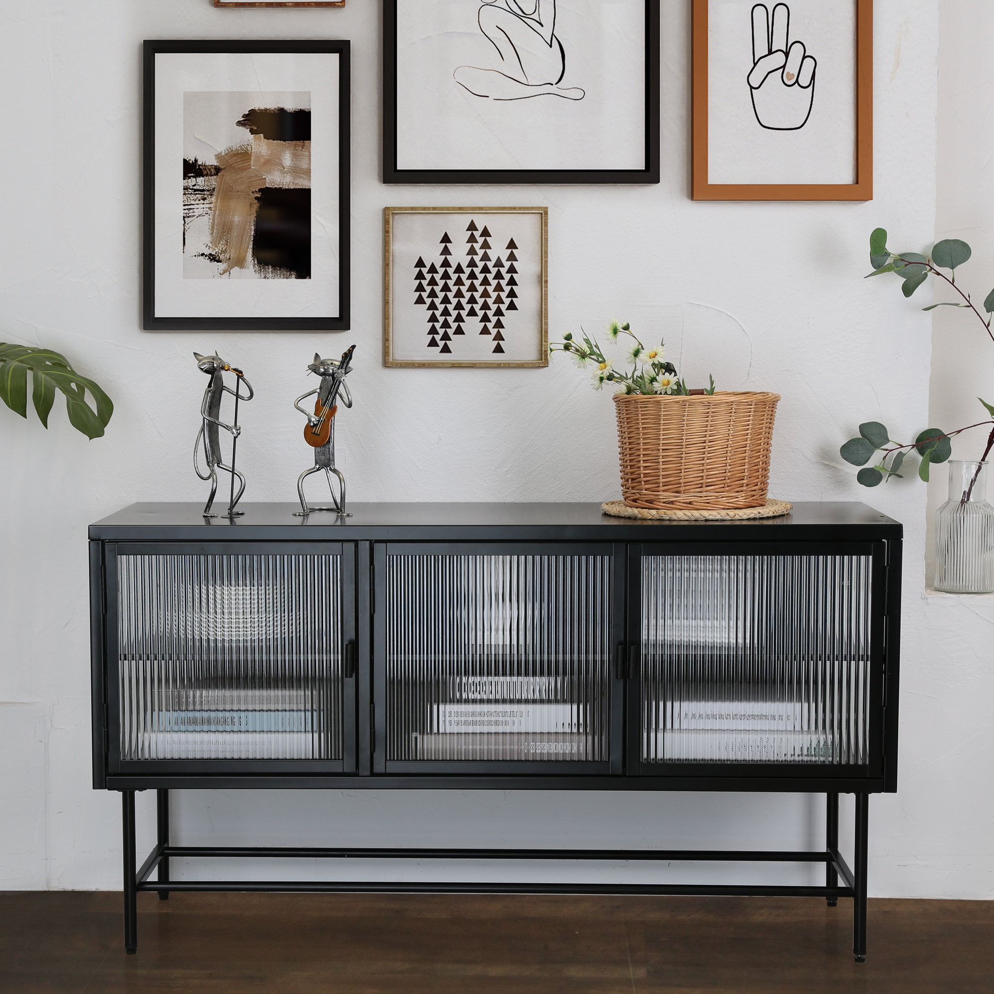 Latitude Run® Retro entertainment center tv console | enclosed storage ...