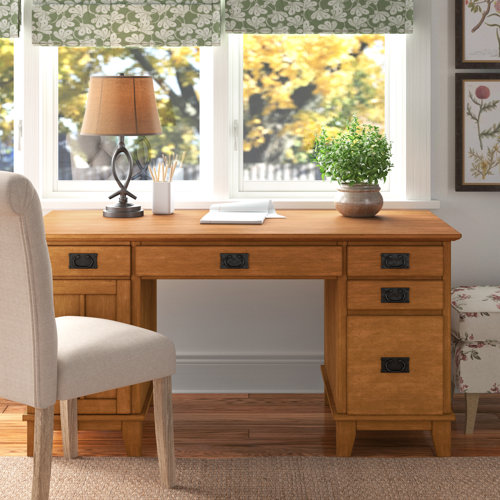 Lark Manor Almendra Solid Wood Top Computer Desk & Reviews | Wayfair