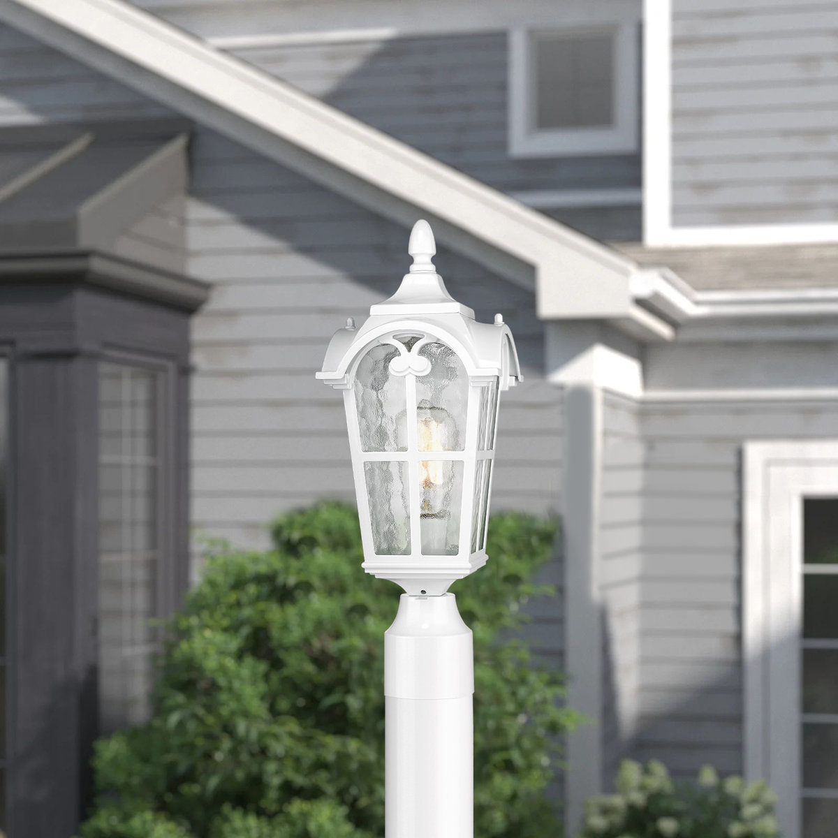Jazava 17 Inch Aluminum Vintage Water Glass Post Lantern Head White ...