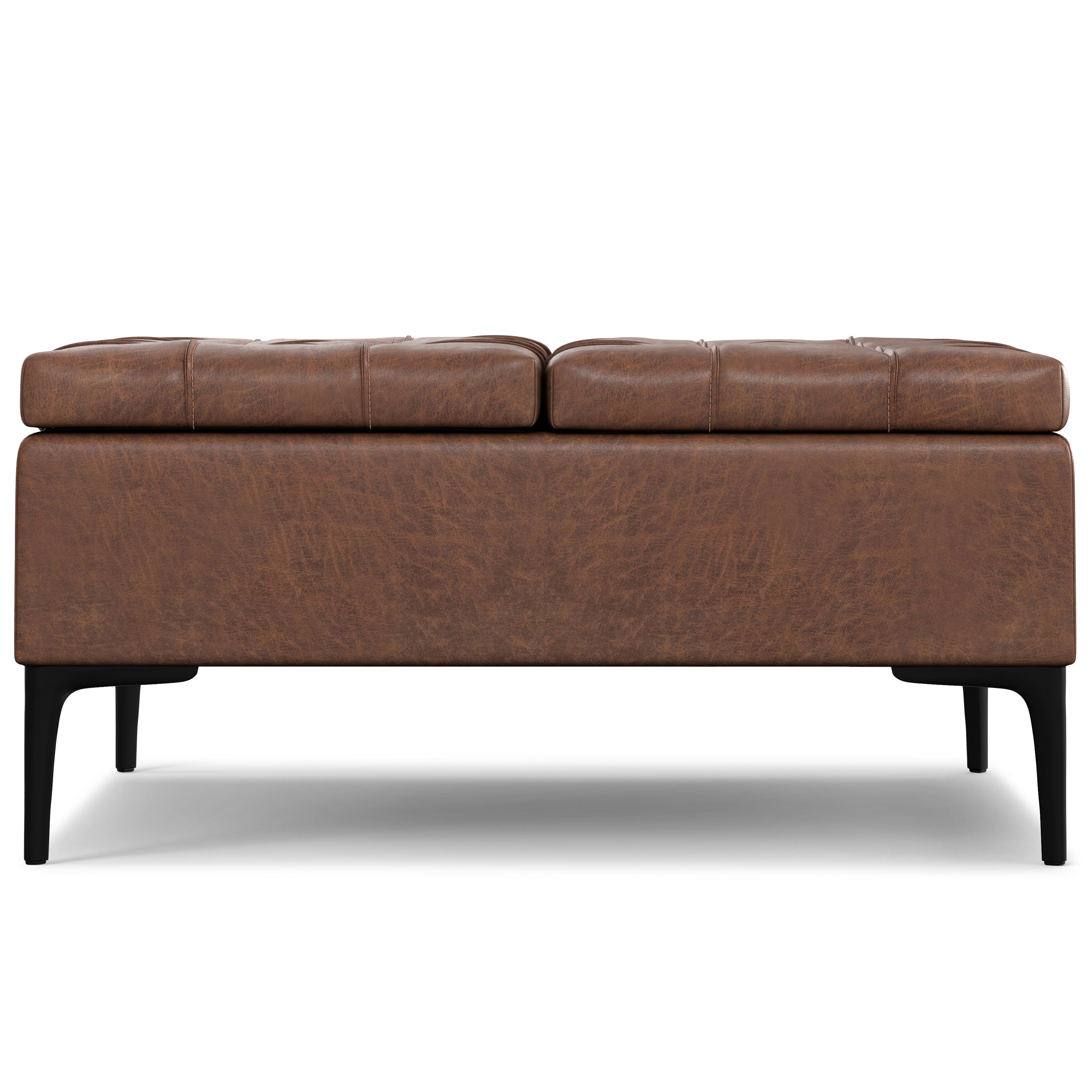 Simpli Home Laura 36"W Upholstered Square Storage Ottoman with Split ...