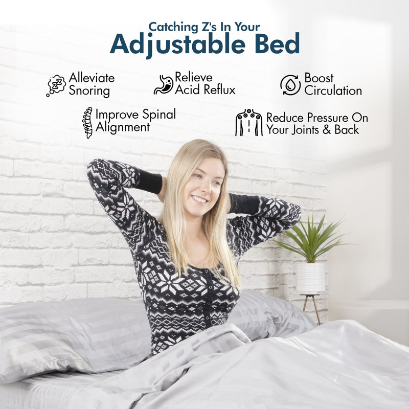 Alwyn Home Luzon Adjustable Inclining Bed Frame with Dual Massage Smart ...