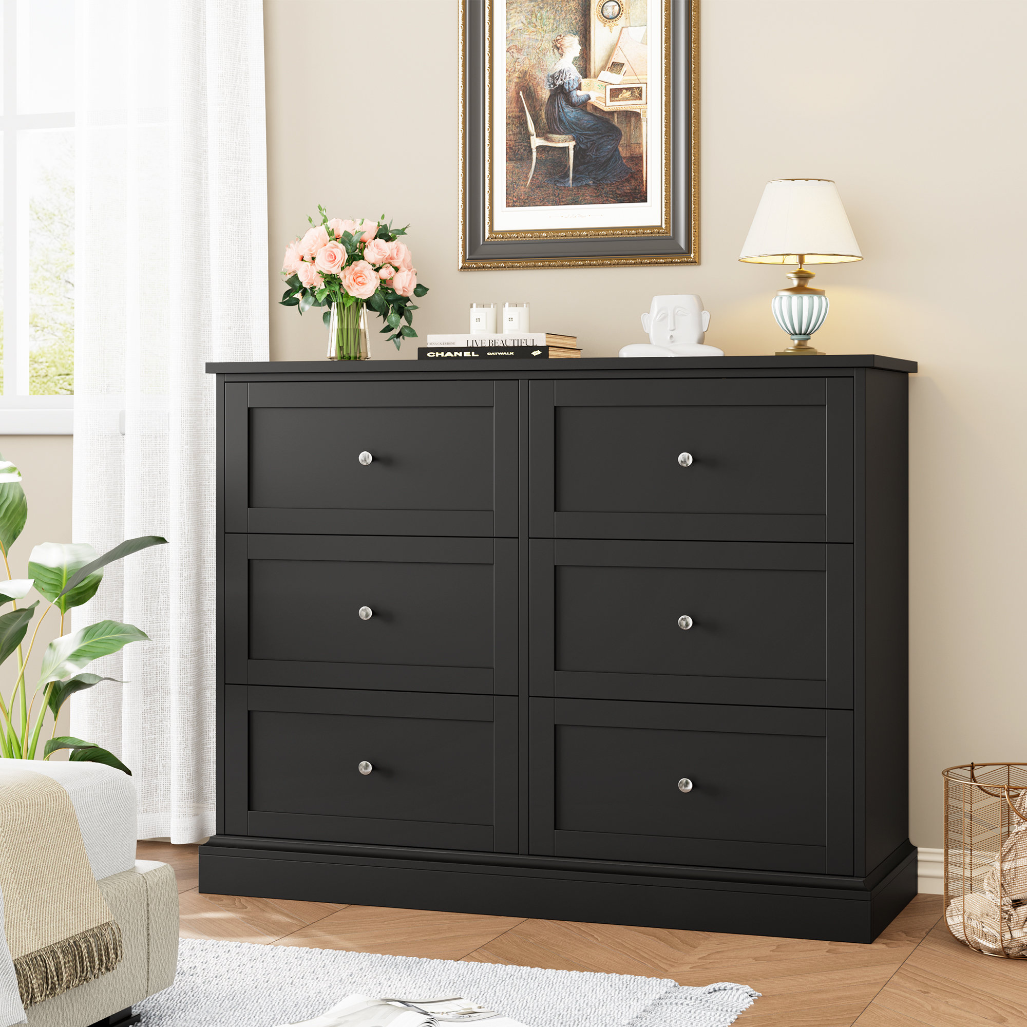 Lark Manor™ Alffi 6 Drawer 42.51" W Double Dresser, Wood Storage ...