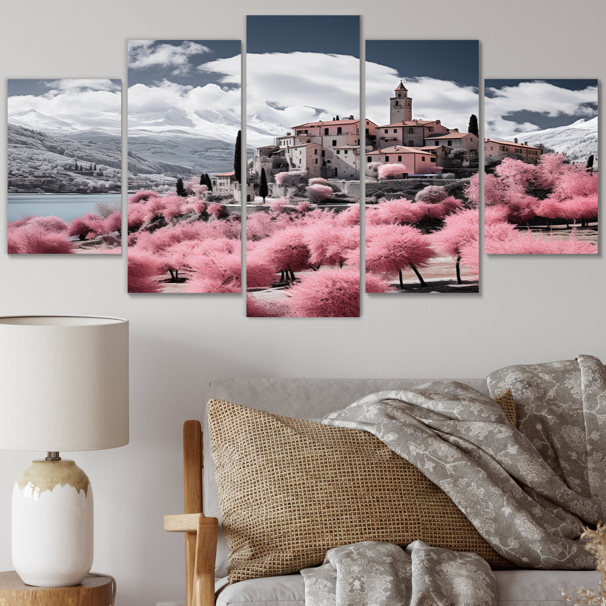 Lark Manor Italie, beau paysage rose - décor mural paysages - 5 ...