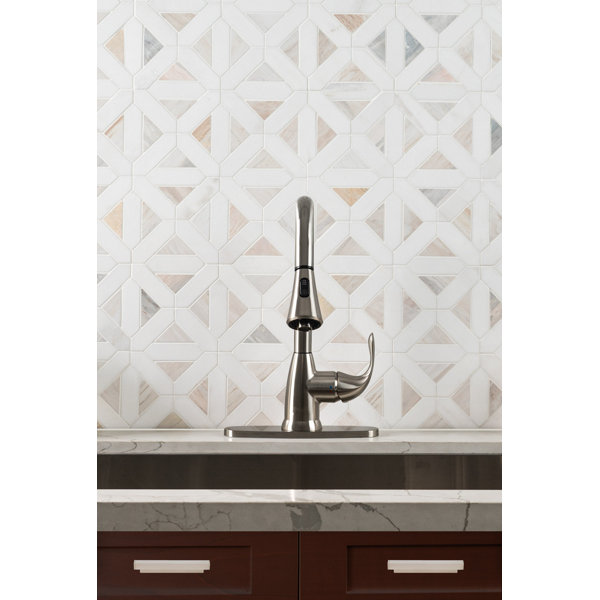 MSI Angora Geometric 12" x 12" Polished Marble Mosaic Floor and Wall ...
