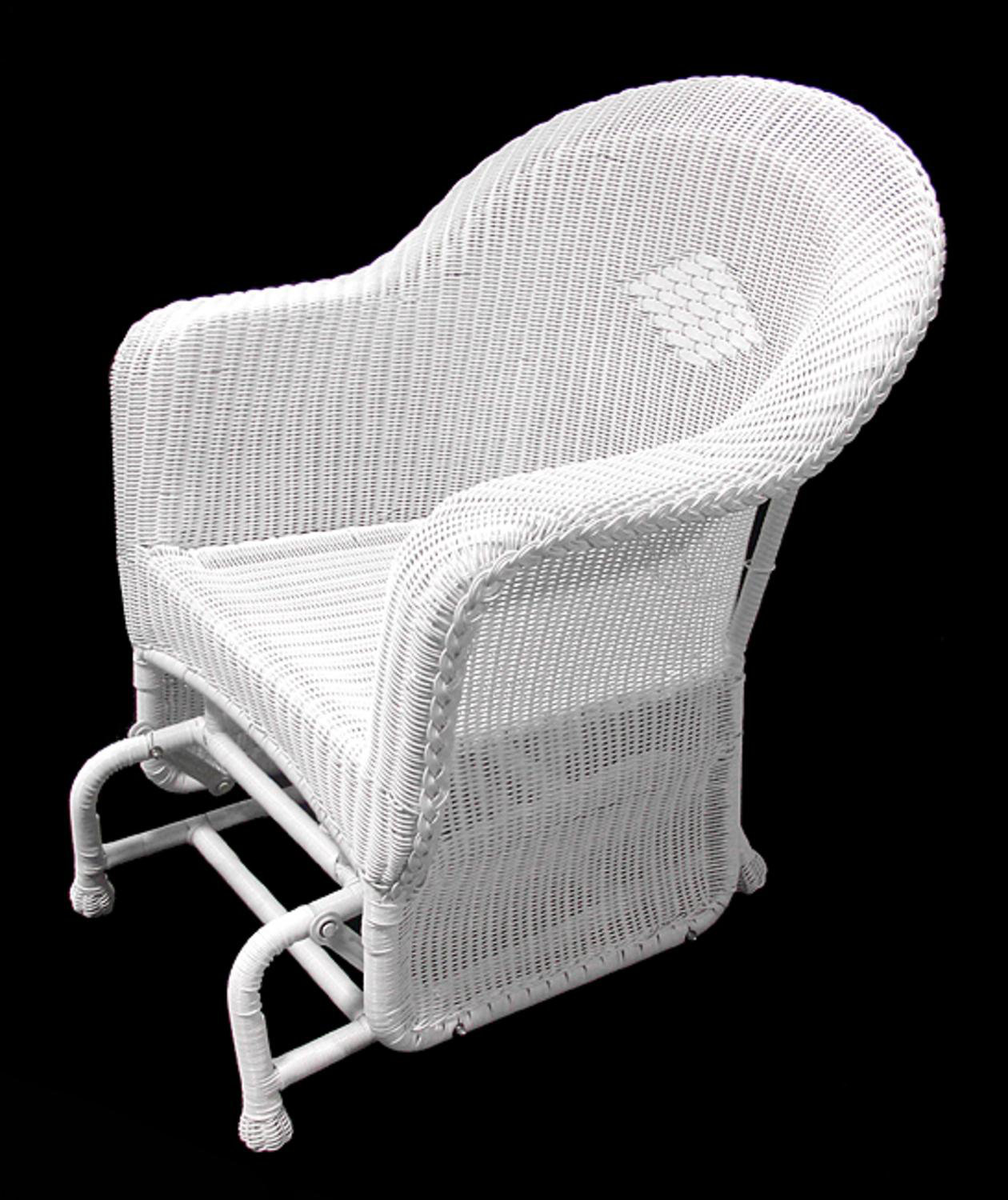 LB International 36" White Resin Wicker Single Glider Outdoor Patio ...