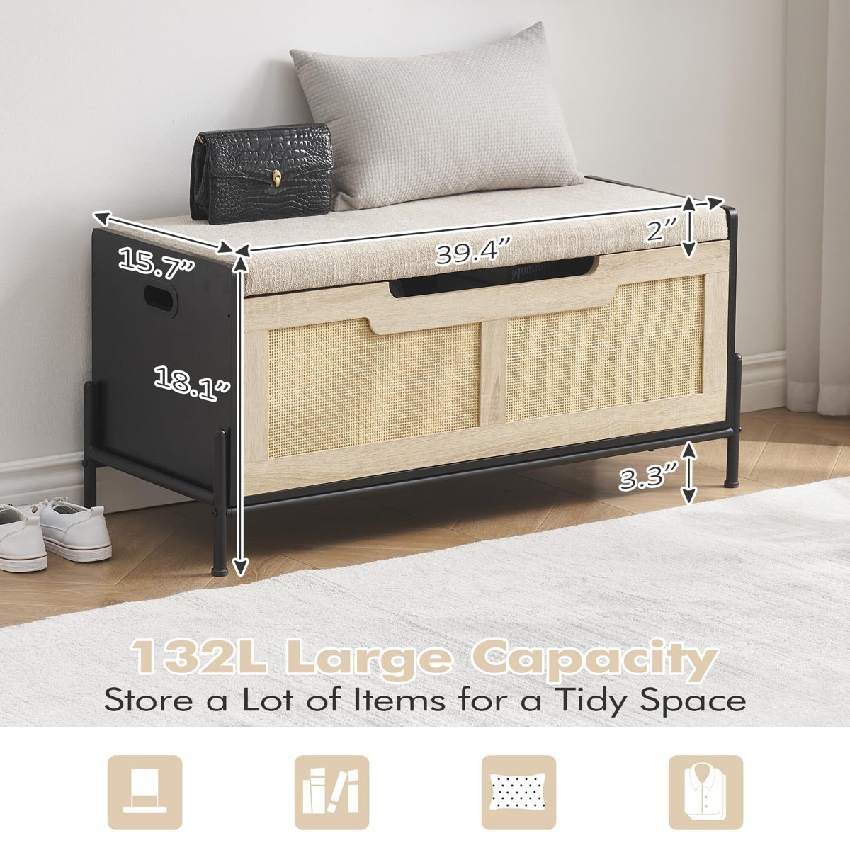 Ebern Designs Goslee Flip Top Storage Bench & Reviews | Wayfair