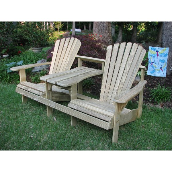Weathercraft® Solid Wood Adirondack Chair -Double Seater- with Table ...
