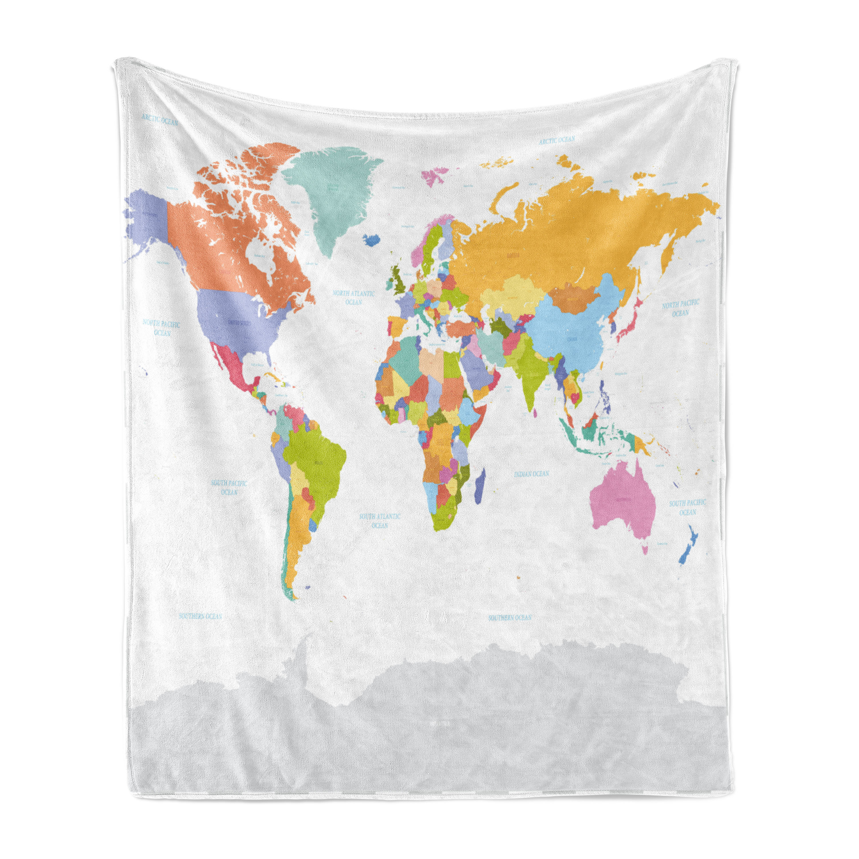 Ambesonne Map Fleece Throw Blanket Detailed Political Colorful ...