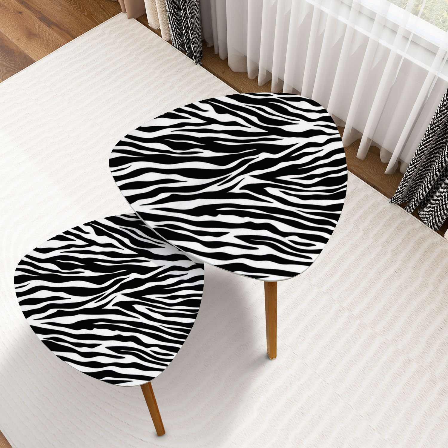 East Urban Home Triangle Nesting Coffee Table Set of 2 Zebra seamless ...
