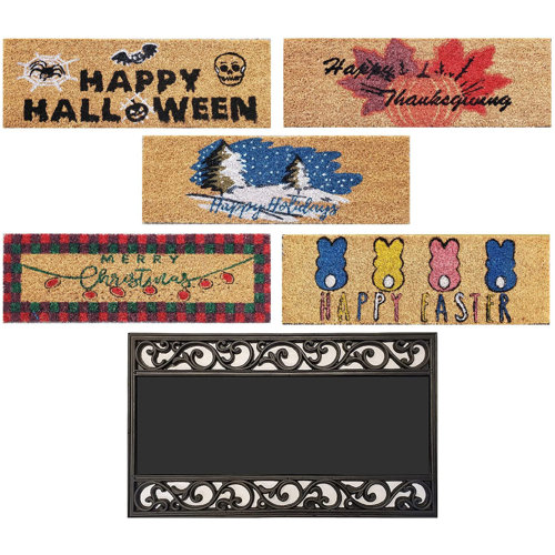 The Holiday Aisle® Holiday's Interchangeable Door Mat, Includes 5 ...