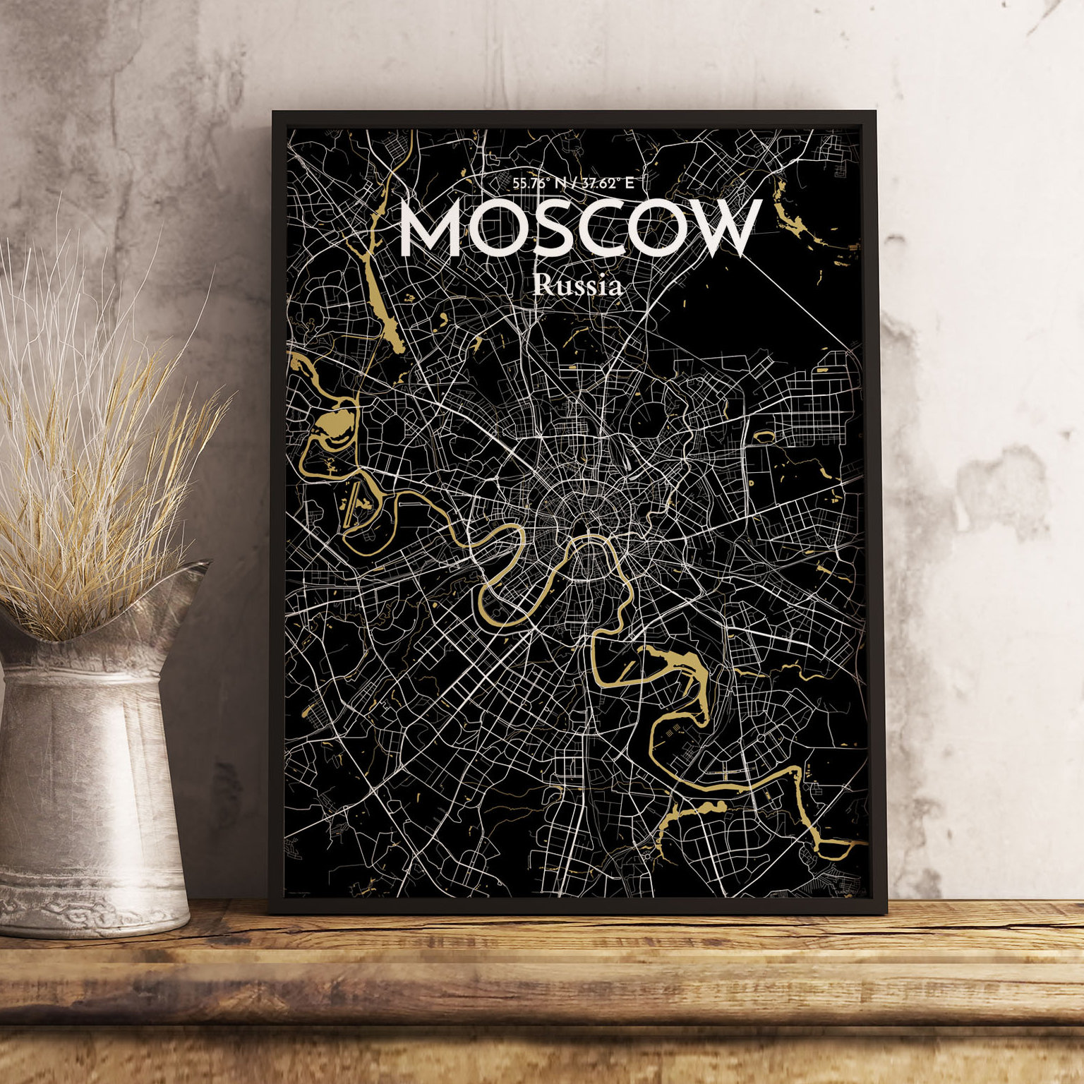 Wrought Studio 'Moscow City Map' Graphic Art Print Poster in Luxe ...
