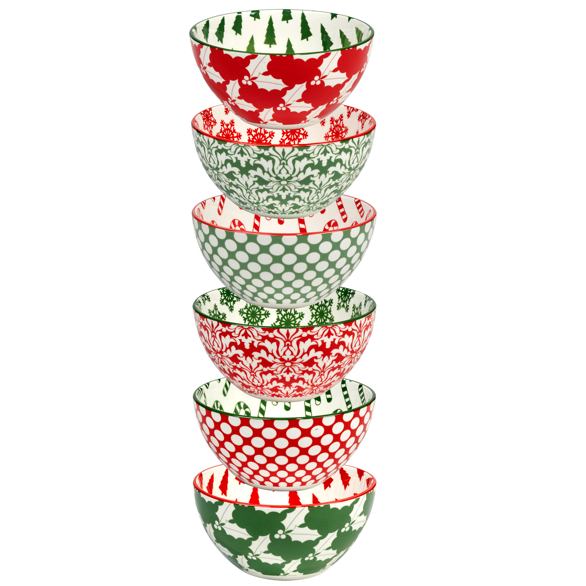 Certified International Winter Medley Set of 6 All Purpose Bowl 4.75in ...