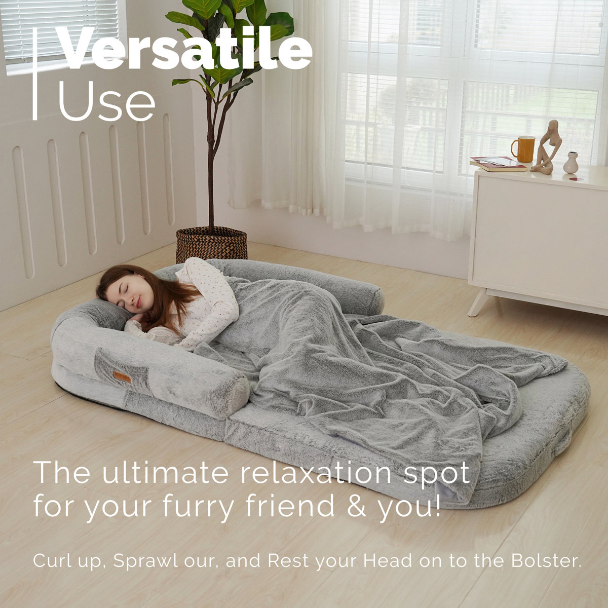 Archie & Oscar™ Kristine Foldable Dog Bolster Bed For Pets & Humans ...