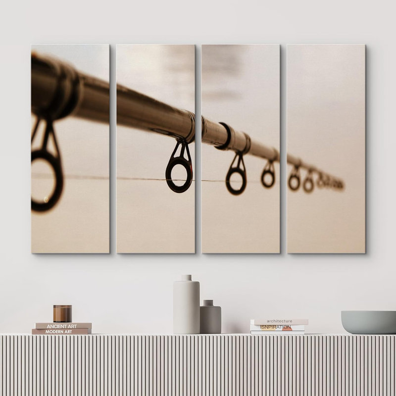 IDEA4WALL Brown Fishing Rod Ocean Nature 4 Pieces | Wayfair