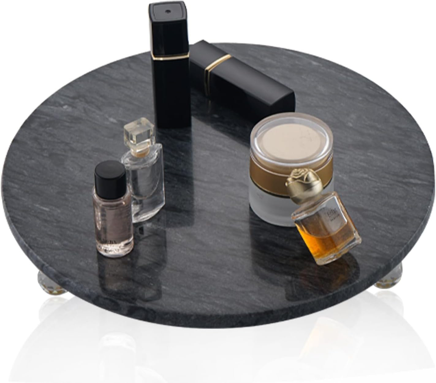 Hokku Designs Natural Marble Round Tray | Wayfair