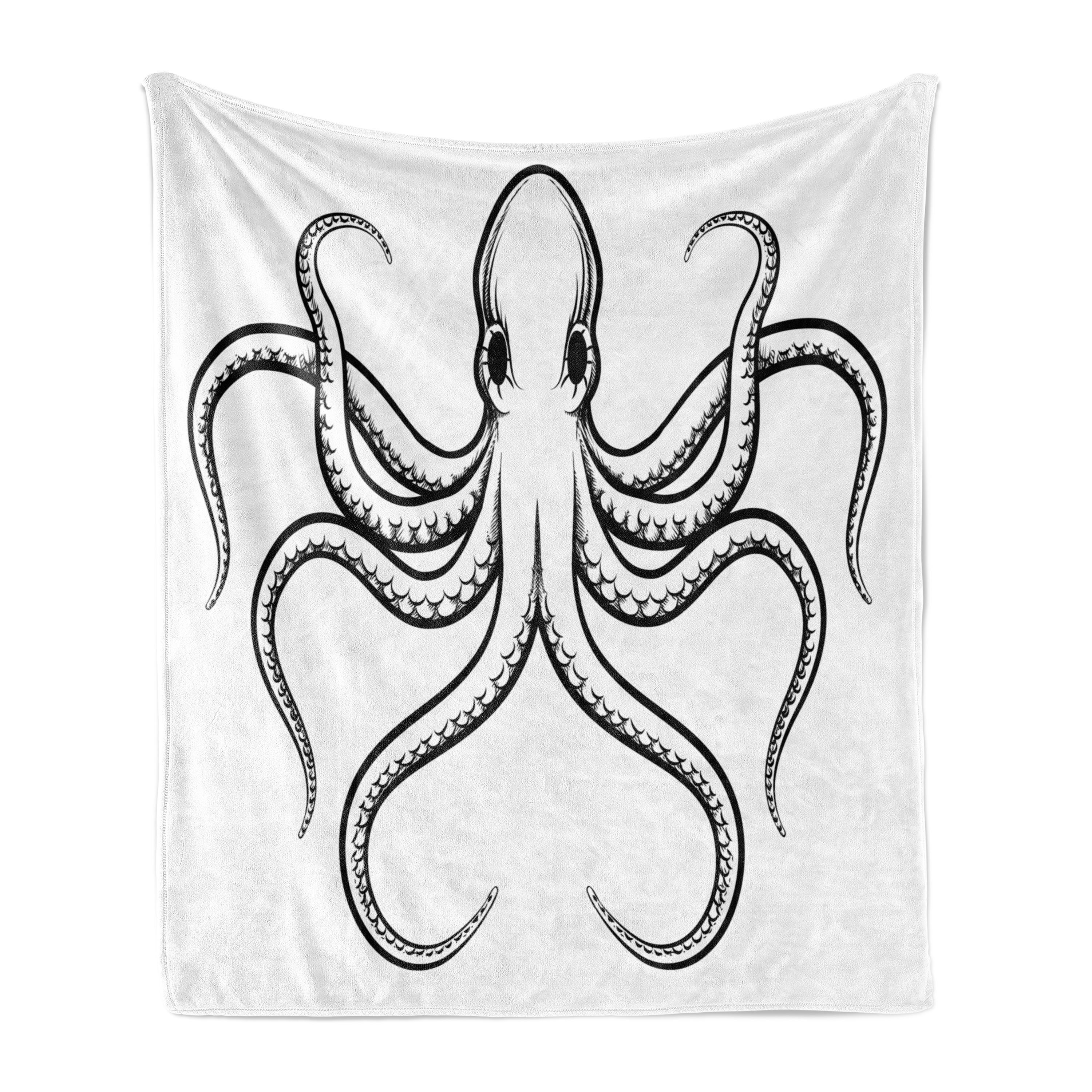 Ambesonne Octopus Fleece Throw Blanket Sea Animal as Monster Art White ...