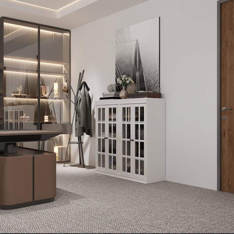 Lark Manor™ 47.2 '' Four-Layer Square Combatable Bookcase With Glass ...