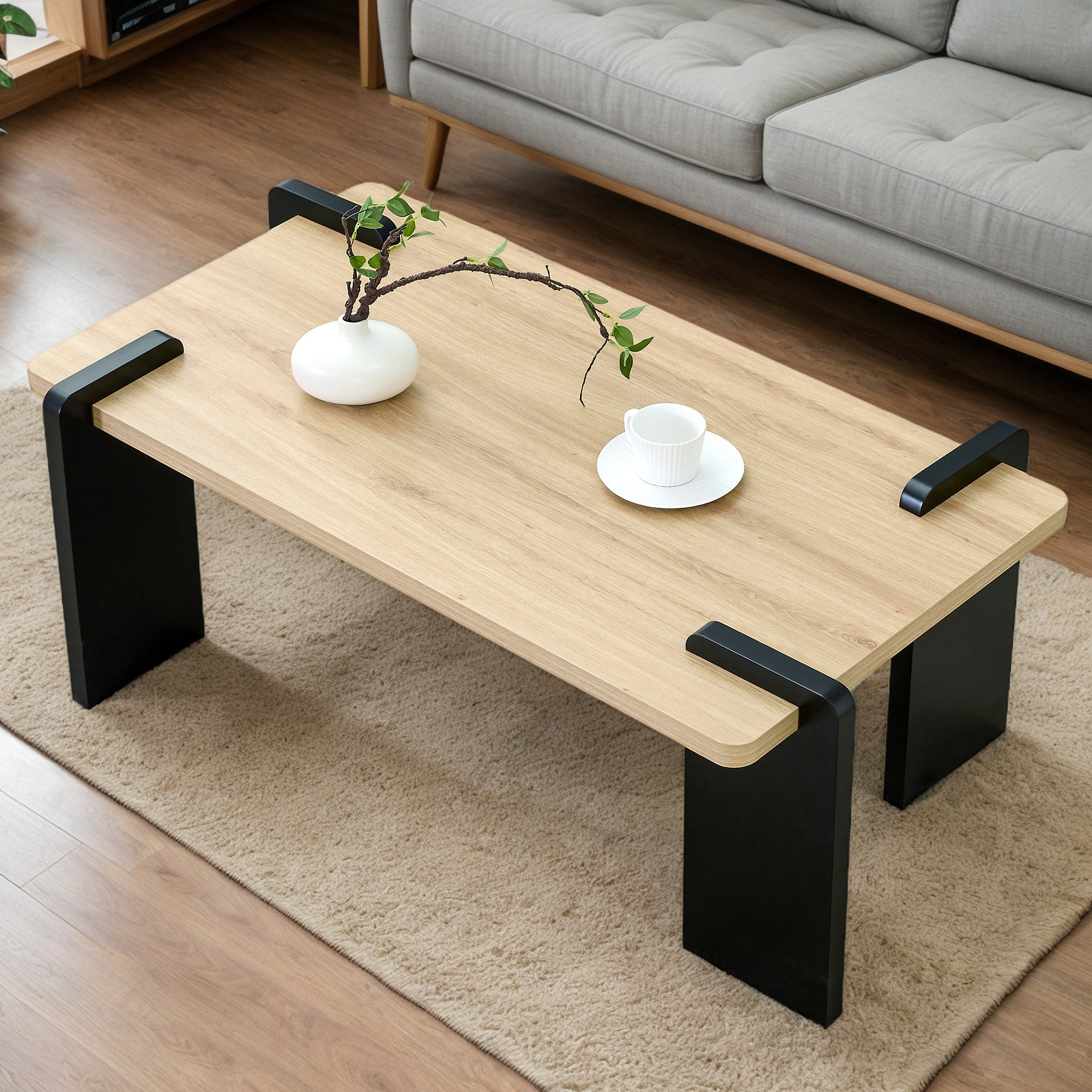 Latitude Run® Modern Minimalist Walnut MDF Coffee Table - Sleek Living ...