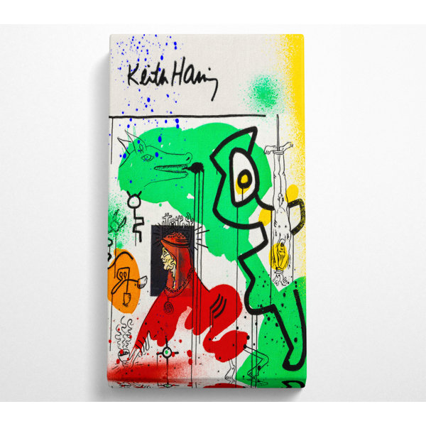 Ivy Bronx Keith Haring Woman In Red - Wrapped Canvas Panoramic Art ...