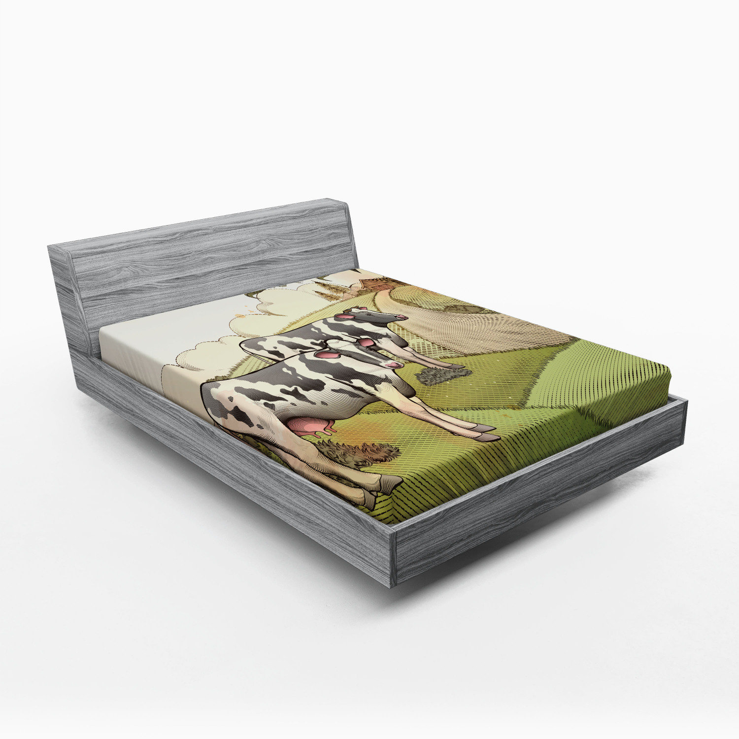 Ambesonne Farm Animal Patterned Microfiber Fitted Sheet | Wayfair