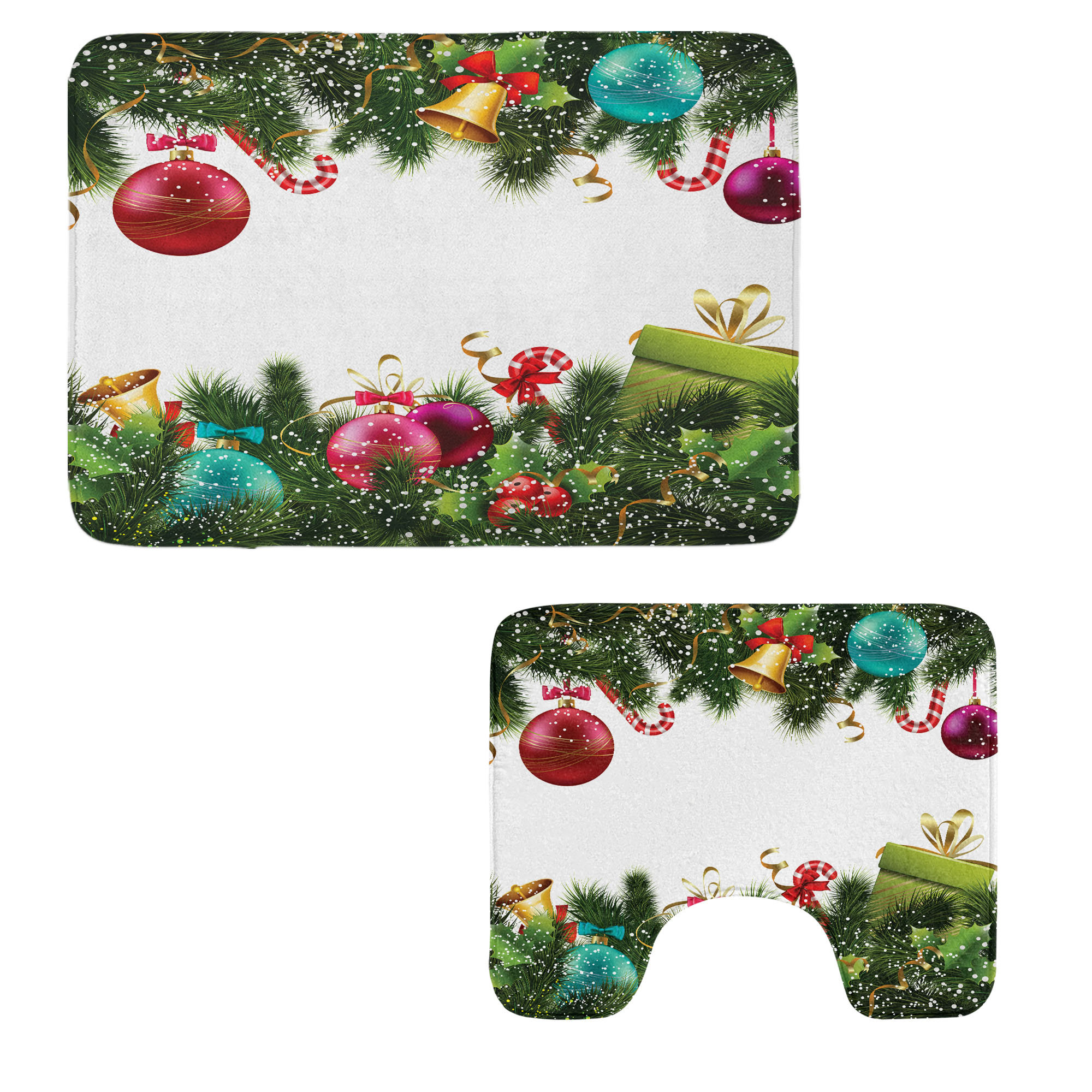 The Holiday Aisle® Christmas Bathroom Rug Set 2 Pieces Rectangle ...