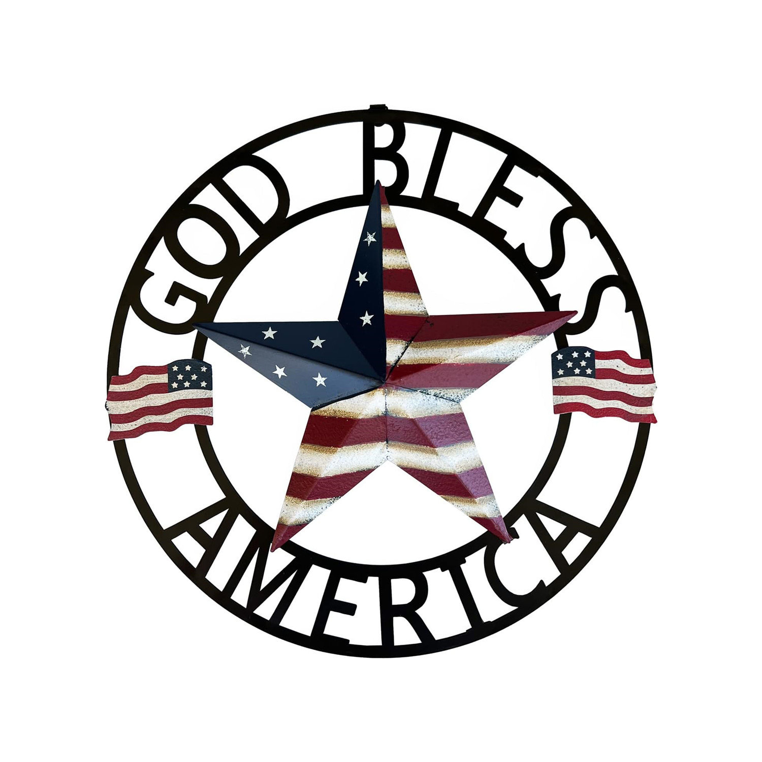 Ophelia & Co. Vintage Metal Hanging American Flag Star Front Door Decor ...