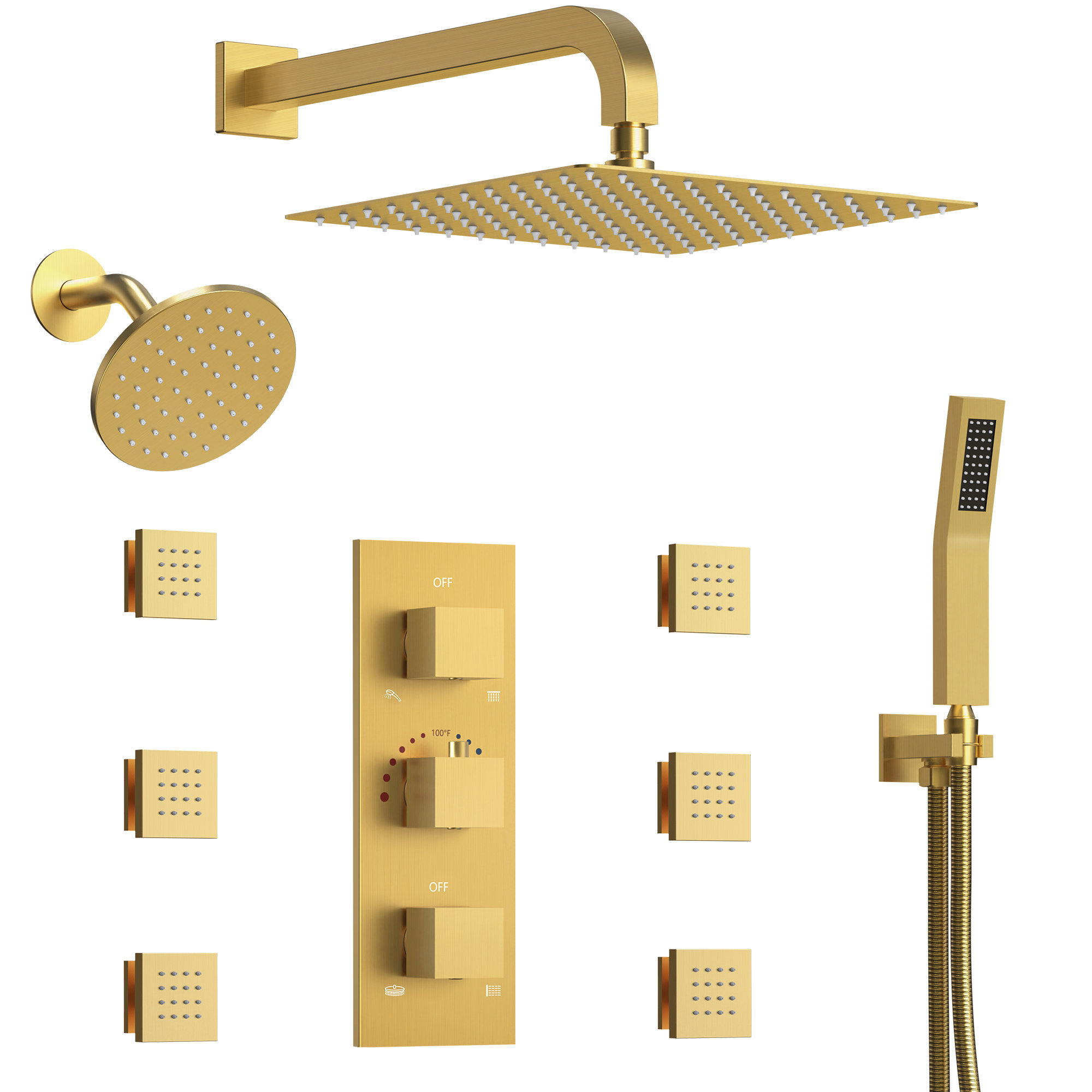 EVERSTEIN DualJetSpa Modern Thermostatic Dual Showerheads System, Rain ...