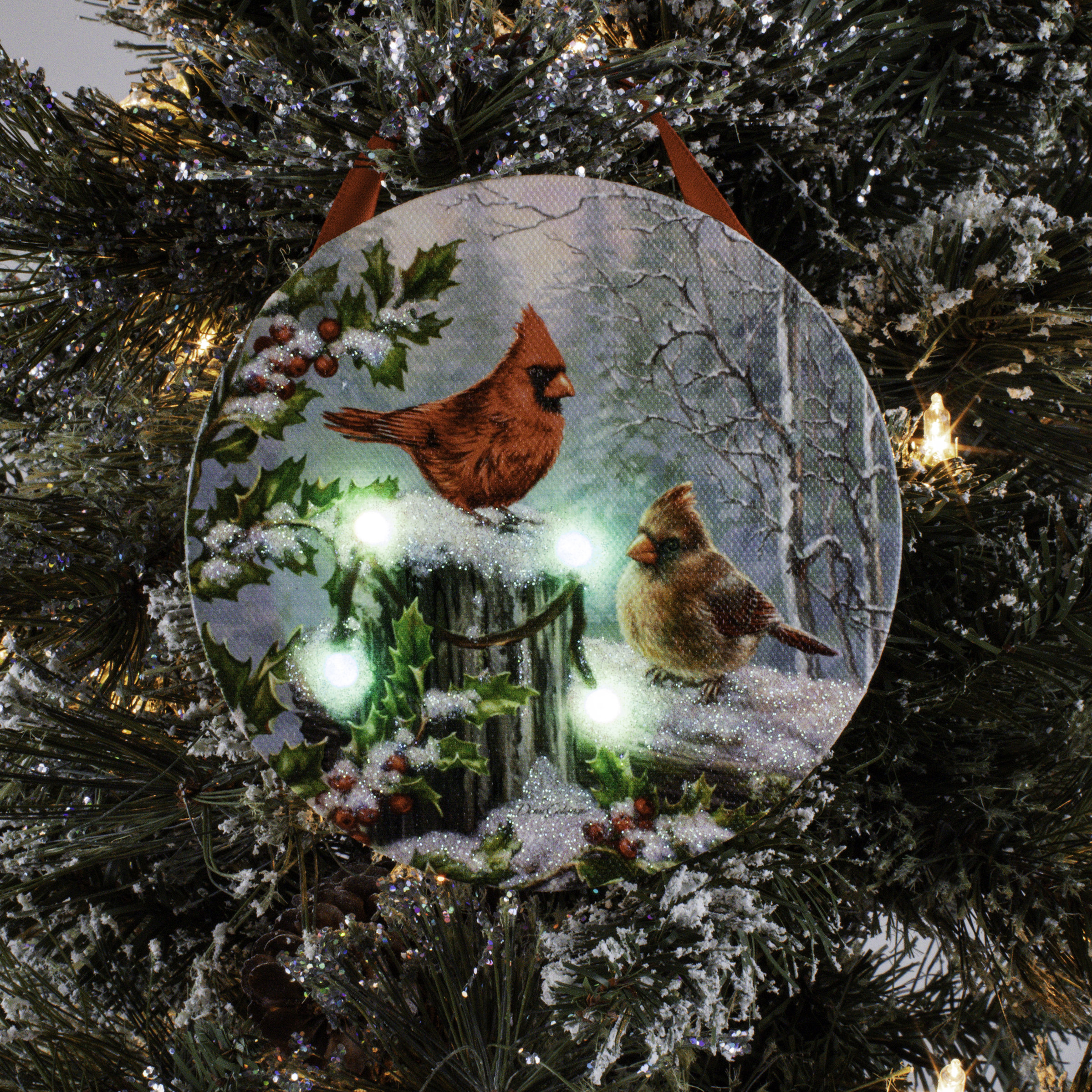 The Holiday Aisle® Winter Cardinals LED Ornament | Wayfair