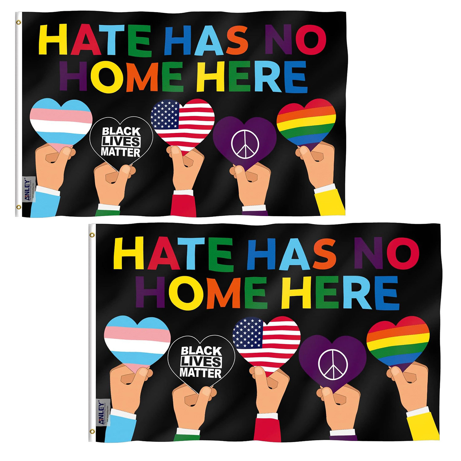 Charlton Home® Fly Breeze 3x5 Foot Hate Has No Home Here Flag - Human ...