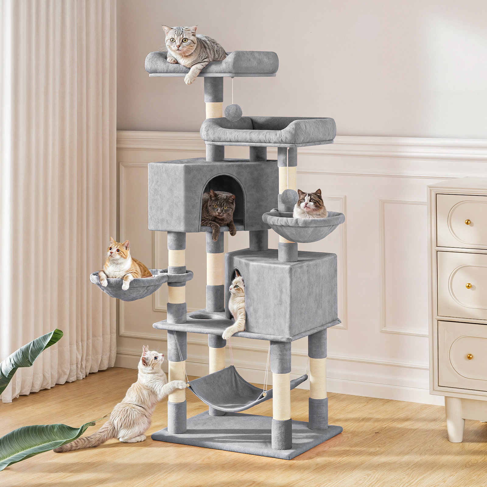 Archie & Oscar™ Luann 58" Cat Tree, Kitten Tower Condo Cat House with ...
