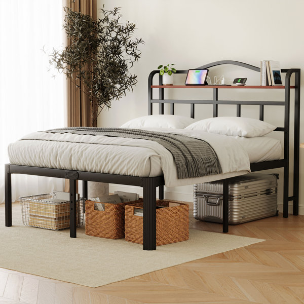 Ebern Designs Abdalmalak 18" High Platform Bed Frame with USB & Type C ...