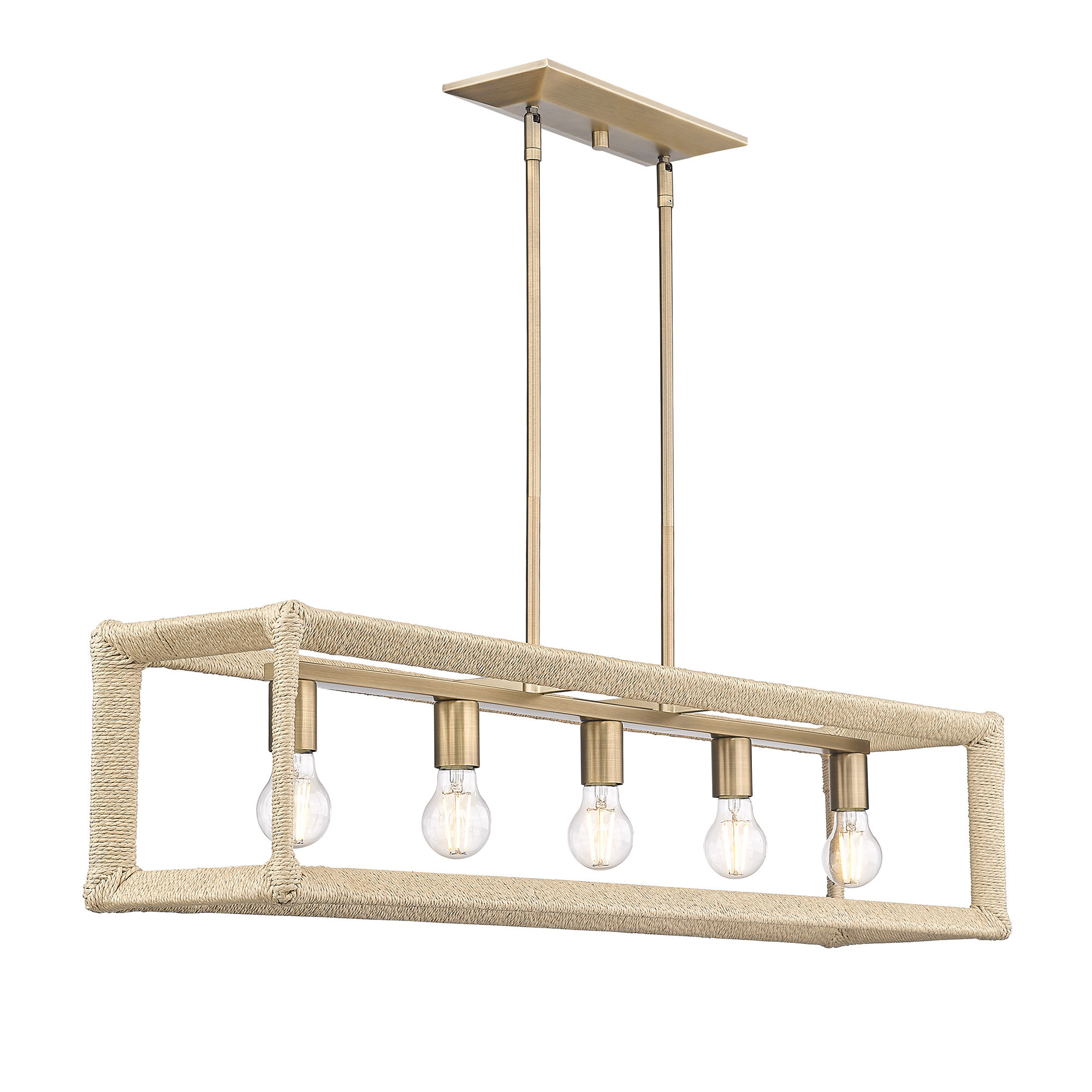 Gracie Oaks Jarim 5-Light Linear Pendant In Modern Brass With Light ...
