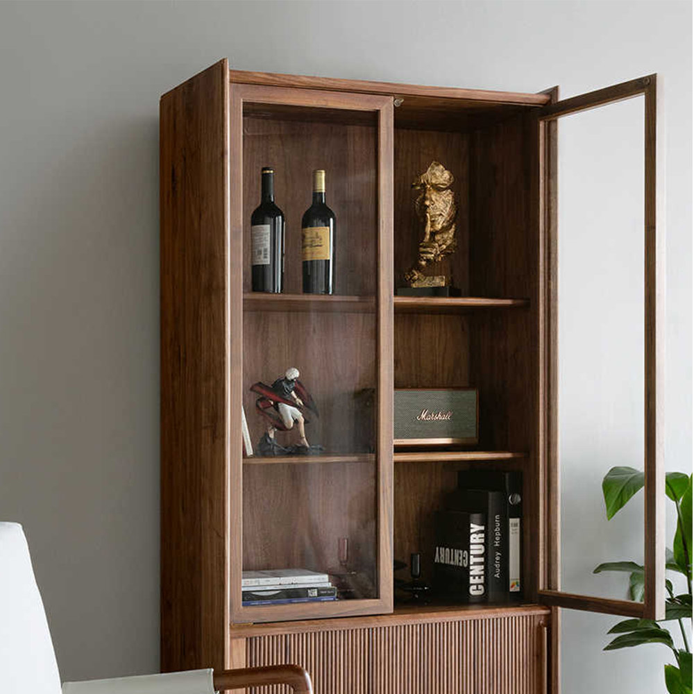 Parttlion Japanese-style glass door solid wood bookcase - Wayfair Canada