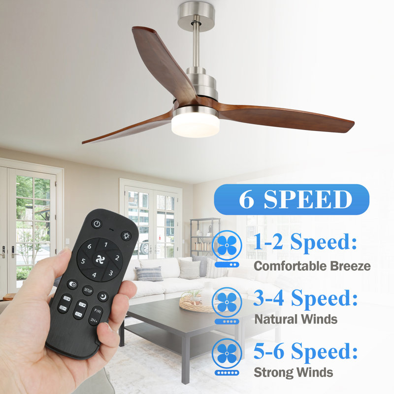 Wrought Studio Bobe 52 inches Indoor Classical LED Silver Ceiling Fan ...