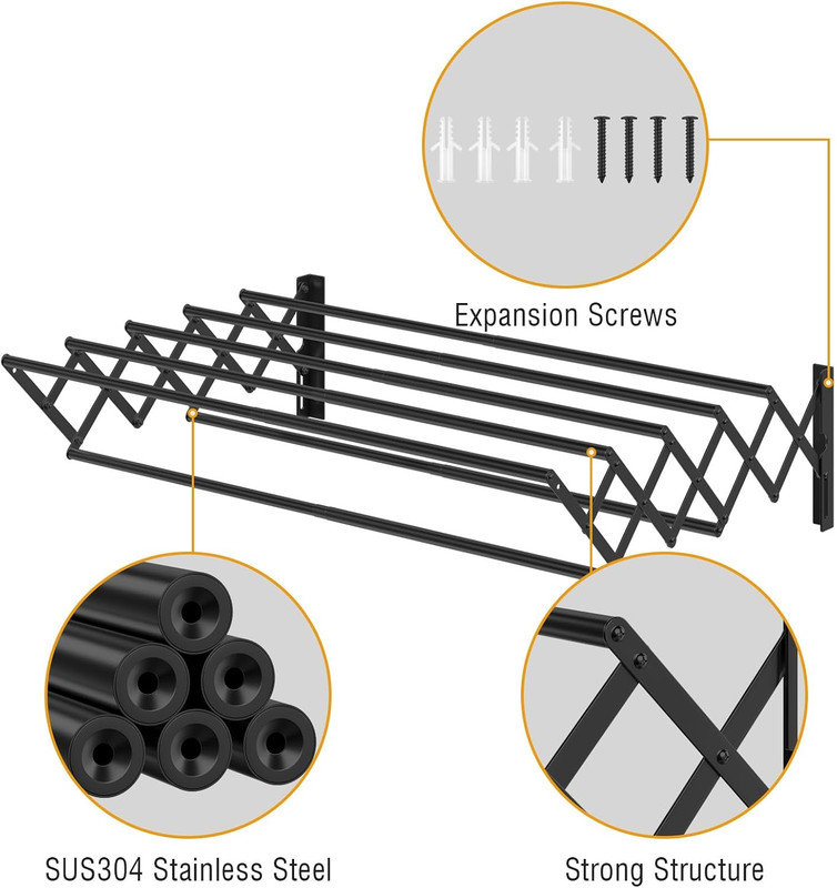 Rebrilliant Retractable Drying Rack Clothing Foldable | Wayfair