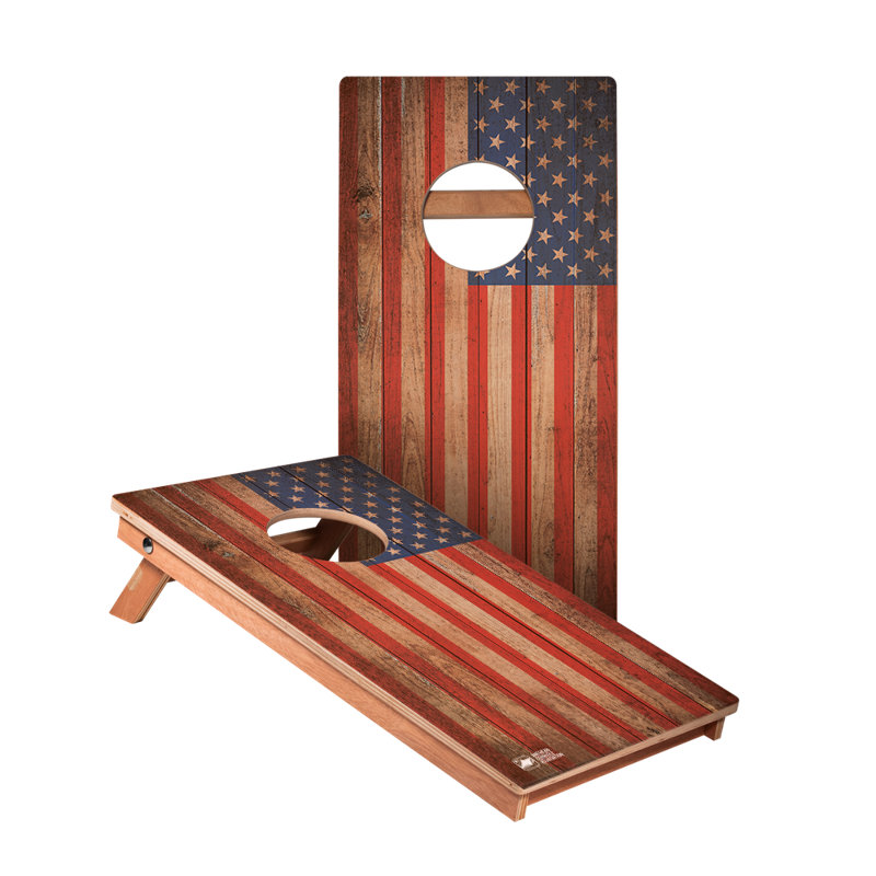 The American Cornhole Association Distressed Wood Flag Backyard 1200 ...