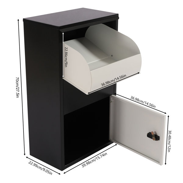 YaoTown Wall Mounted Parcel Drop Box, Large Capacity Code Lock (Black ...