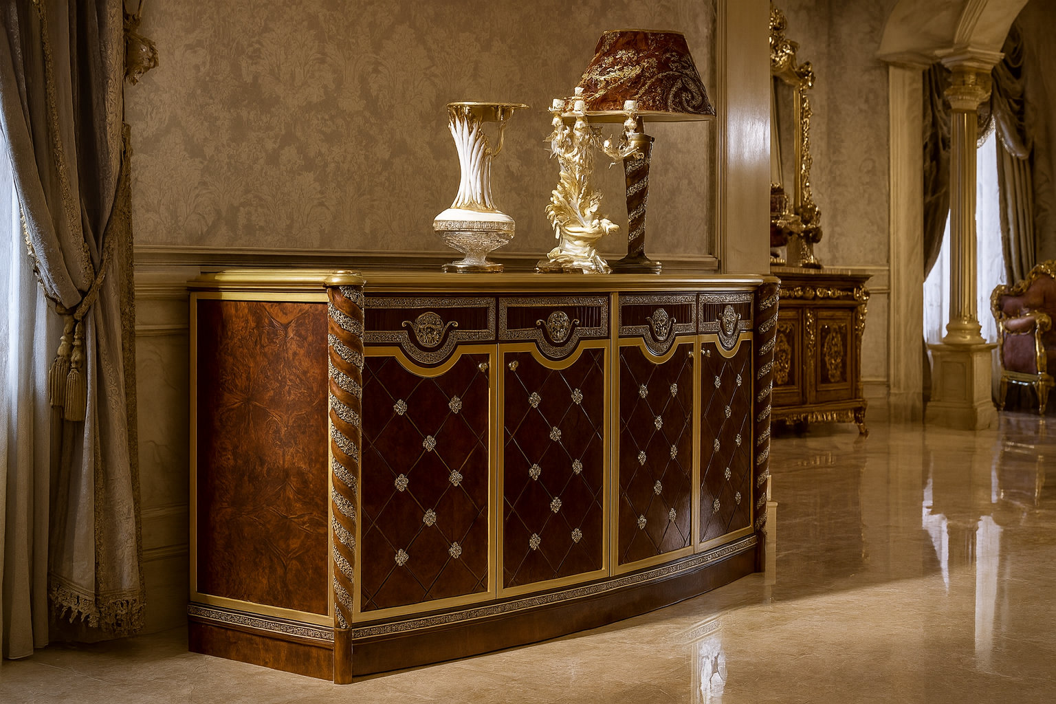 Rosdorf Park Luxurious Handcrafted Italian-style Buffet With Gold ...