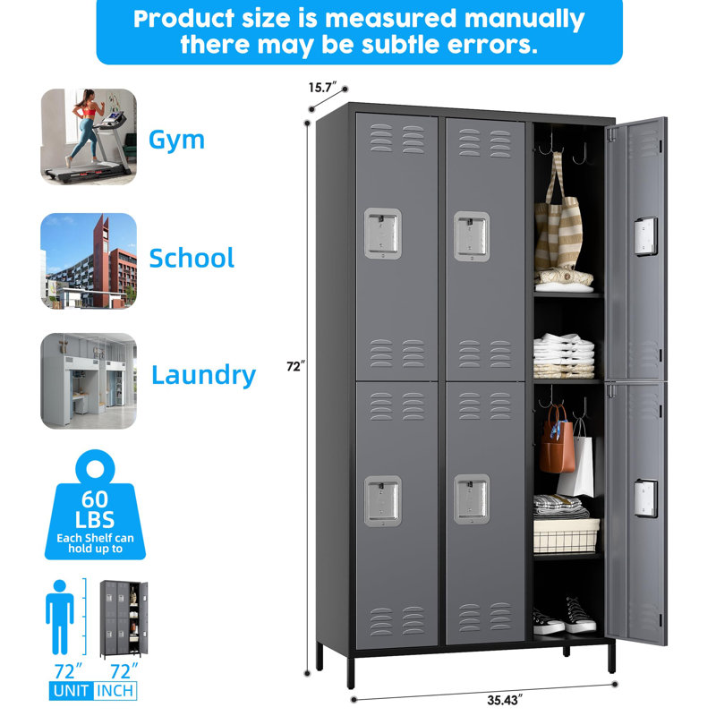 17 Stories 6 Doors Metal Lockers for Employees with Lock, Metal Locker ...