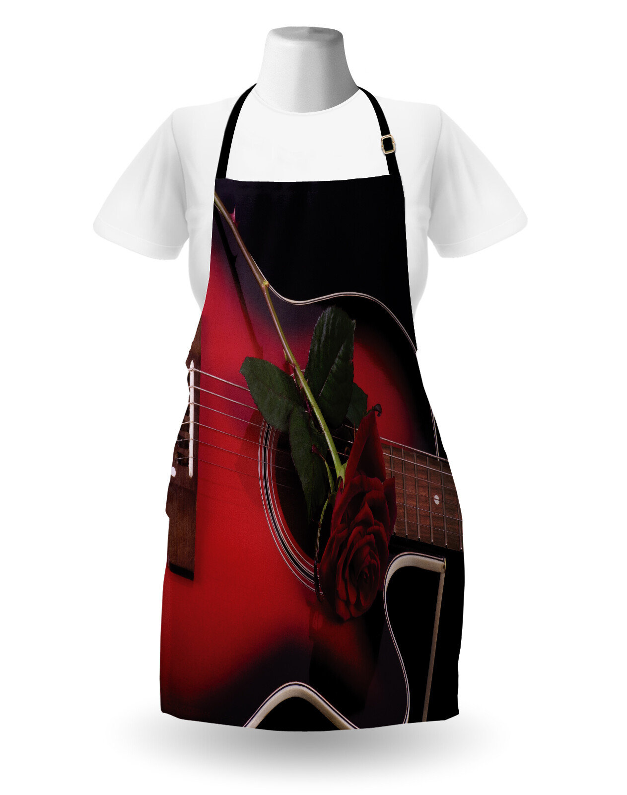 East Urban Home Spanish Apron Unisex, Guitar with Love Rose, Adult Size ...