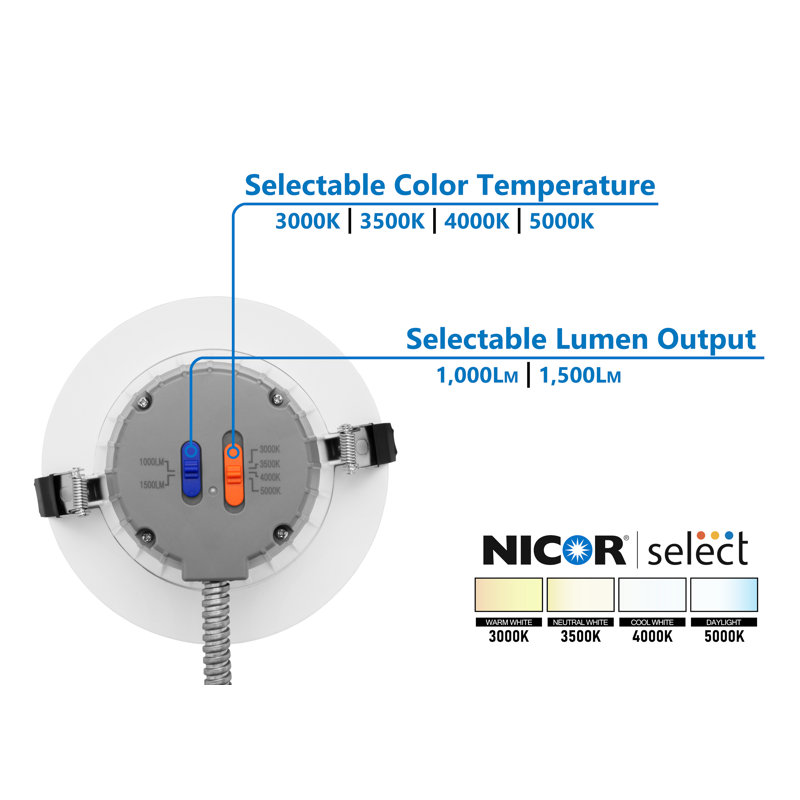 NICOR Lighting 6'' Selectable Color Temperature Dimmable Air-Tight IC ...
