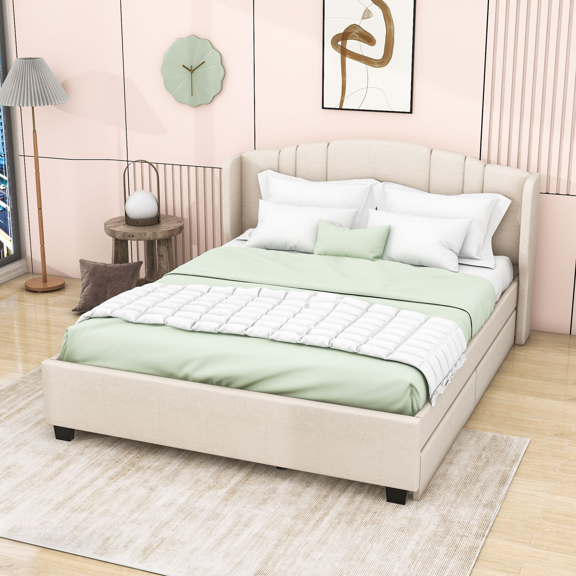 Latitude Run® Mackeroy Queen 2 Drawers Upholstered Platform Bed with ...